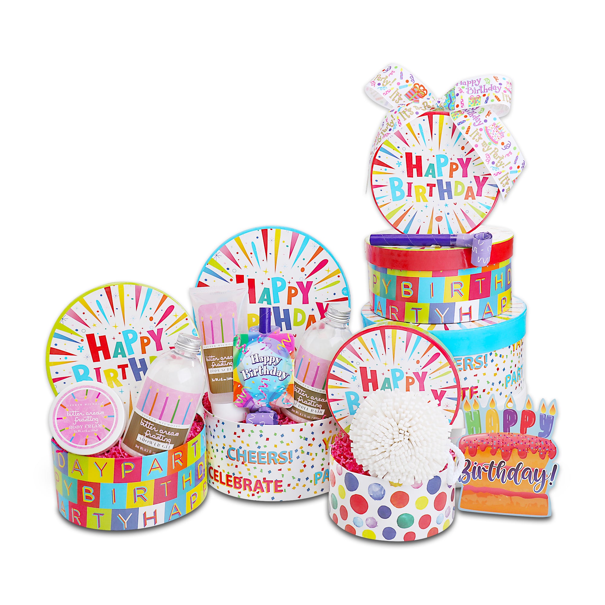 Happy Birthday Spa Wishes Gift Tower – Alder Creek Gift Baskets